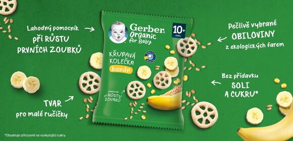 GERBER Organic chewing wheels křupavá kolečka s banánem 28 g | Nestlé ...