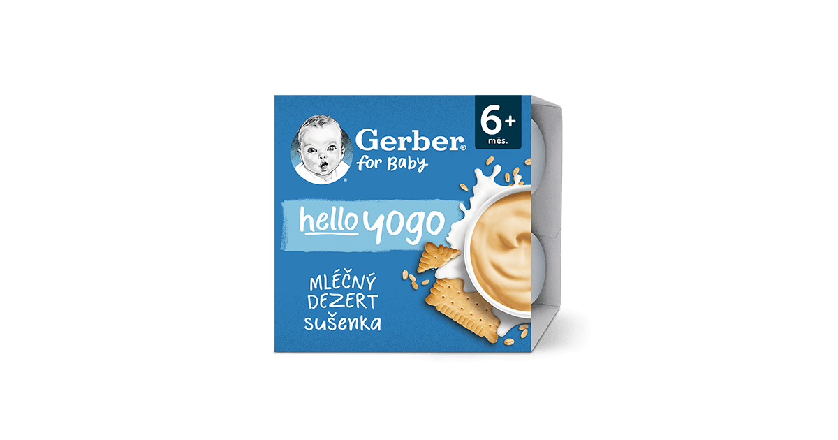 GERBER hello yogo mléčný dezert se sušenkami 4x100 g