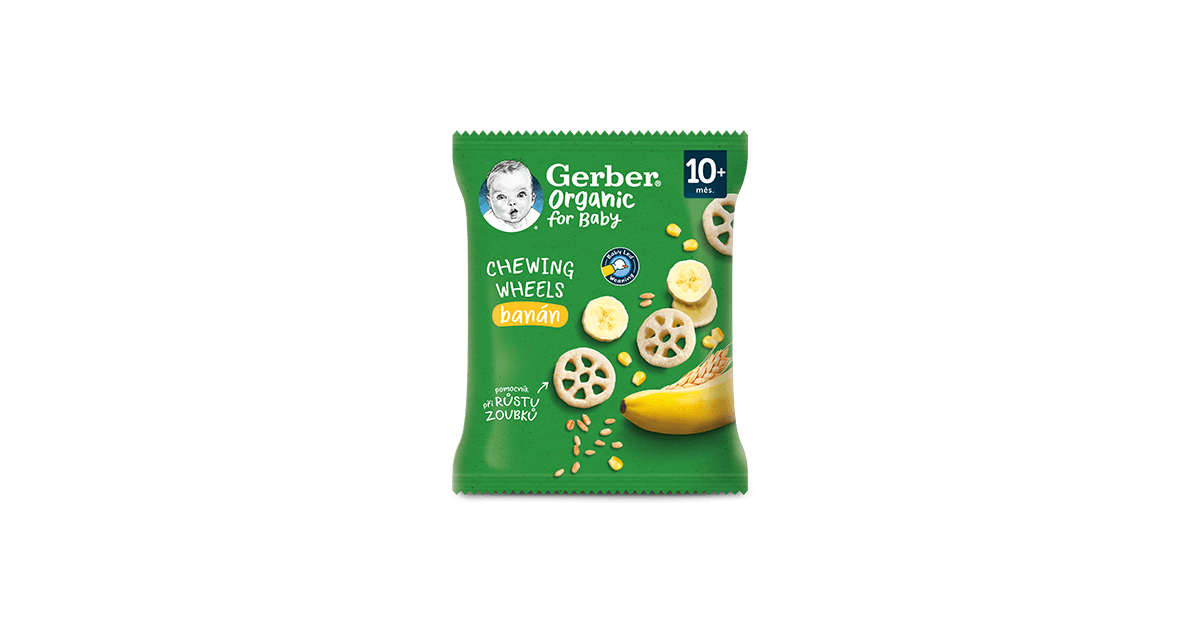 GERBER Organic chewing wheels křupavá kolečka s banánem 28 g | Nestlé ...